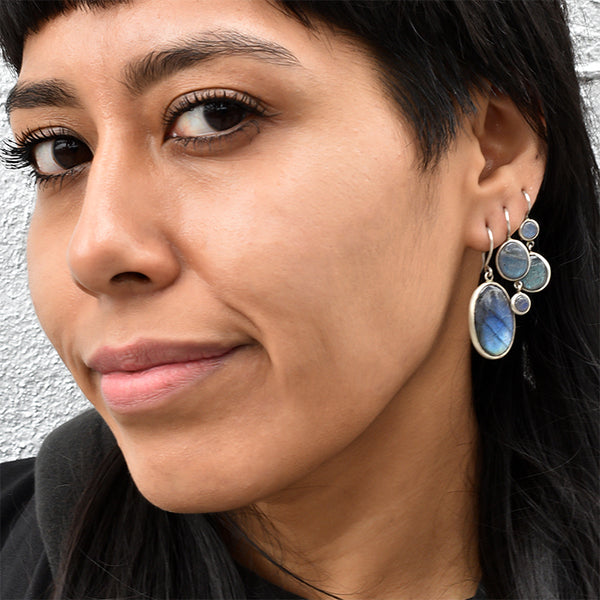 One Side Up, One Side Down Cabochon Stone Drops- EJ2084 – Jane Diaz NY